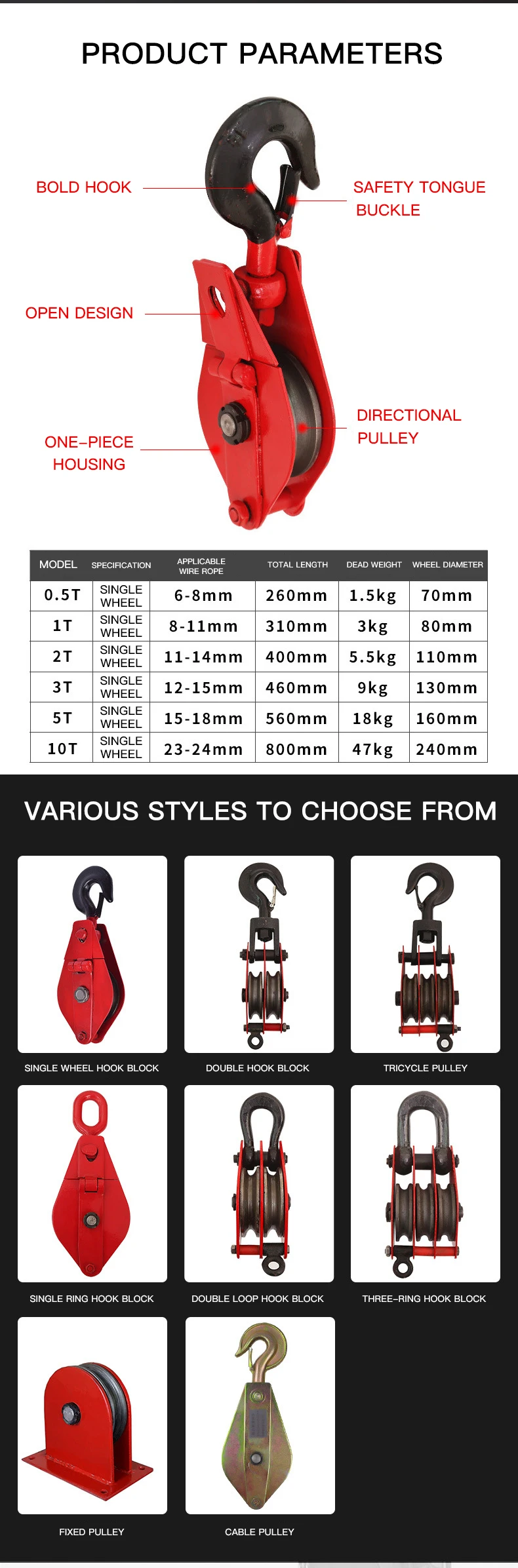 0.5 Ton Pulley Block - High Lifting Power & Durable Design