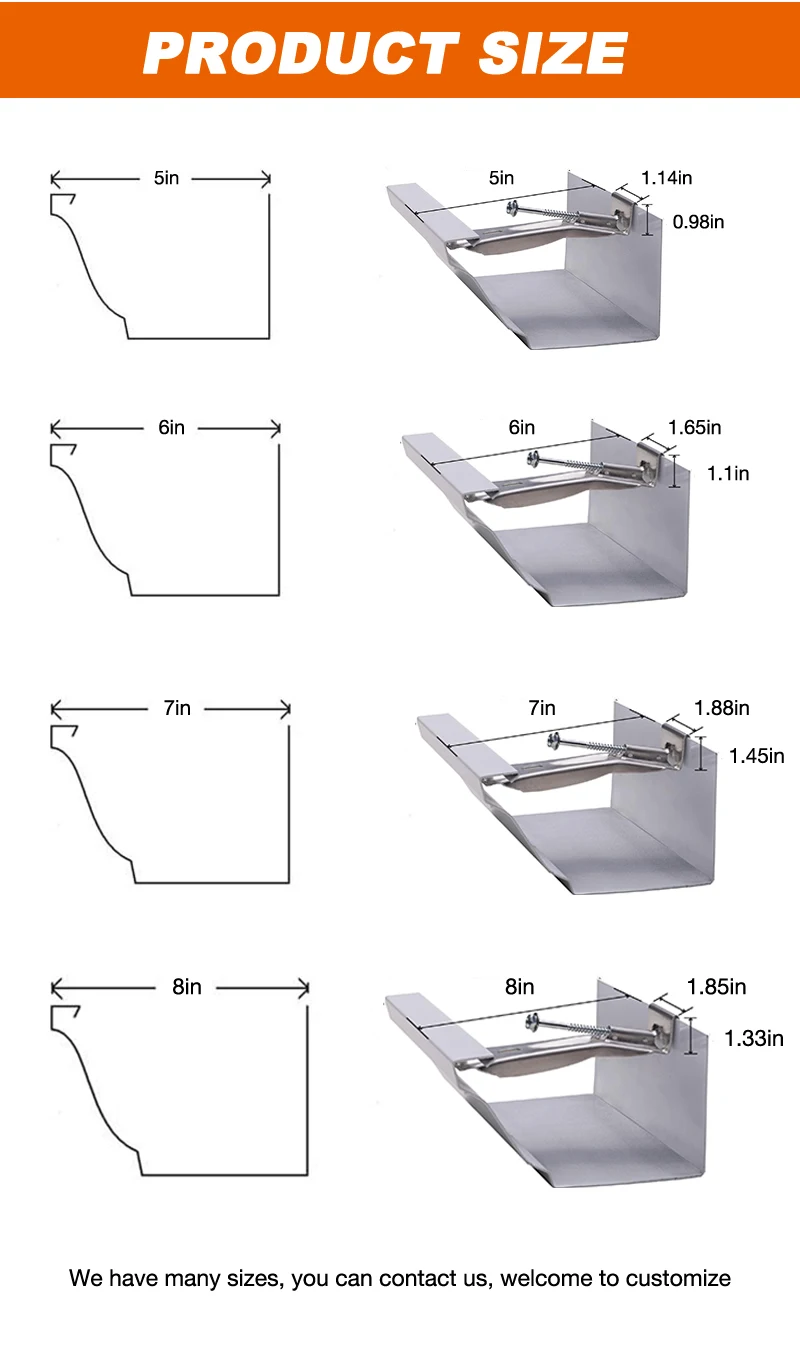 6" Hidden Gutter Hangers Quick Screws K-Style Gutter Rain Roof Hanger ...