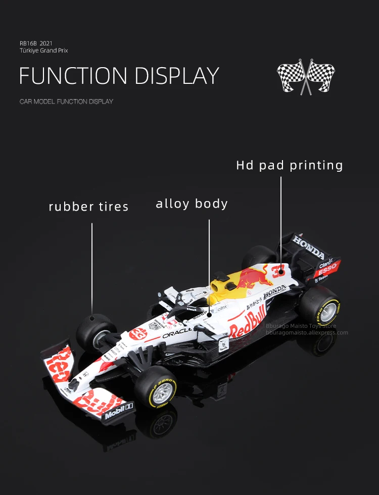 Bburago 1:43 2021 Red Bull Racing Rb16b 11# Perez 33# Verstappen F1 ...