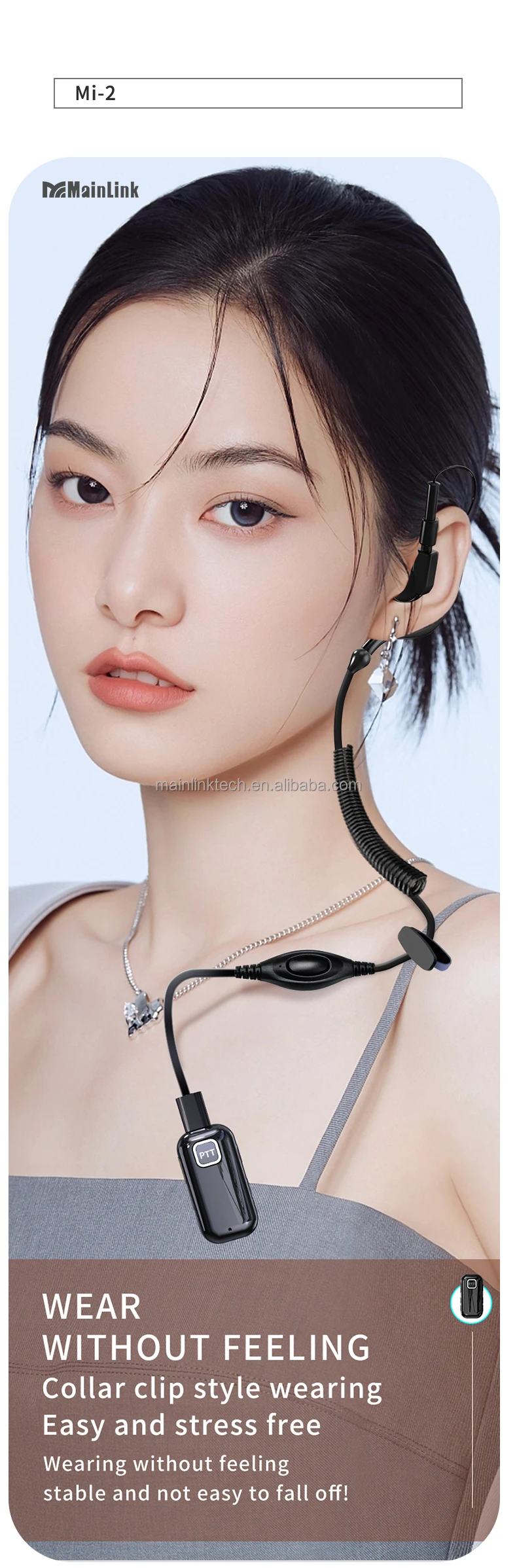 Lavalier Mini Intercom One-button Frequency Matching Dual Ptt Button ...