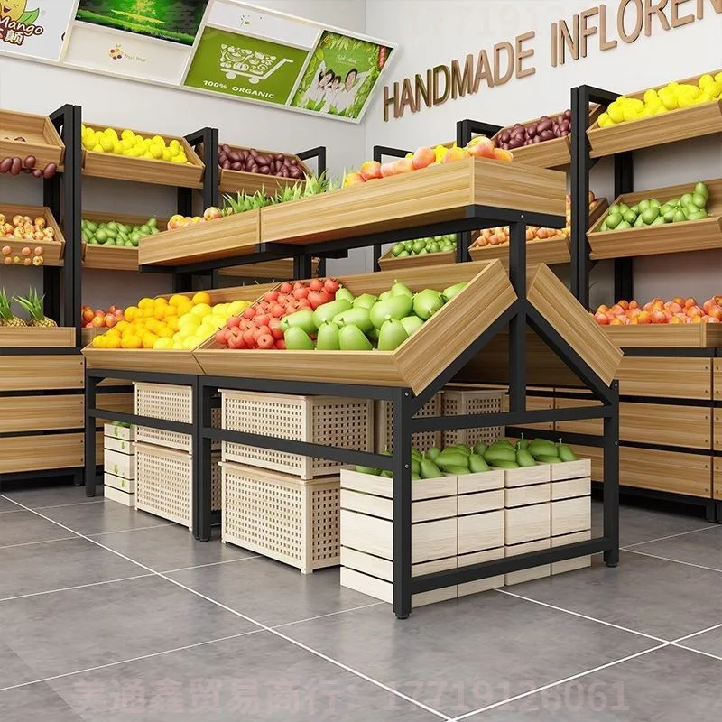 High Quality Wood Supermarket Fruit Vegetable Display Rack Stand ...