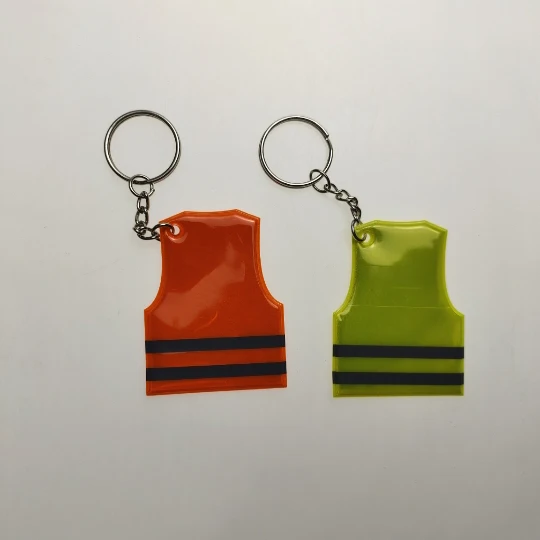 Small Gift Custom Fluorescent Yellow Reflective Vest Shape Keychain ...