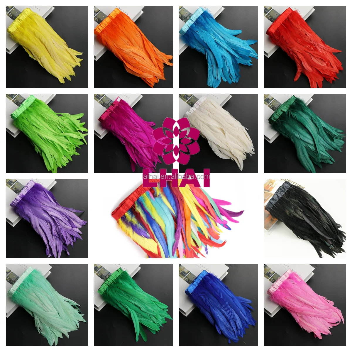 25-30cm Rooster Feather Trim Fringe Chicken Feathers Trimming Lace ...