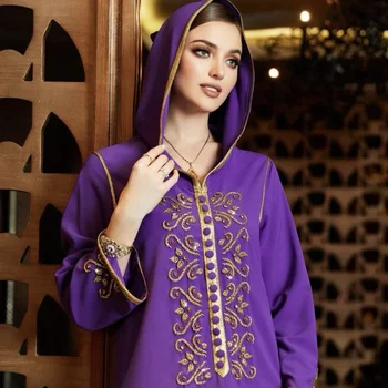 Modest Purple Muslim Dresses Women Islamic Clothing Heavy Hoodies ...