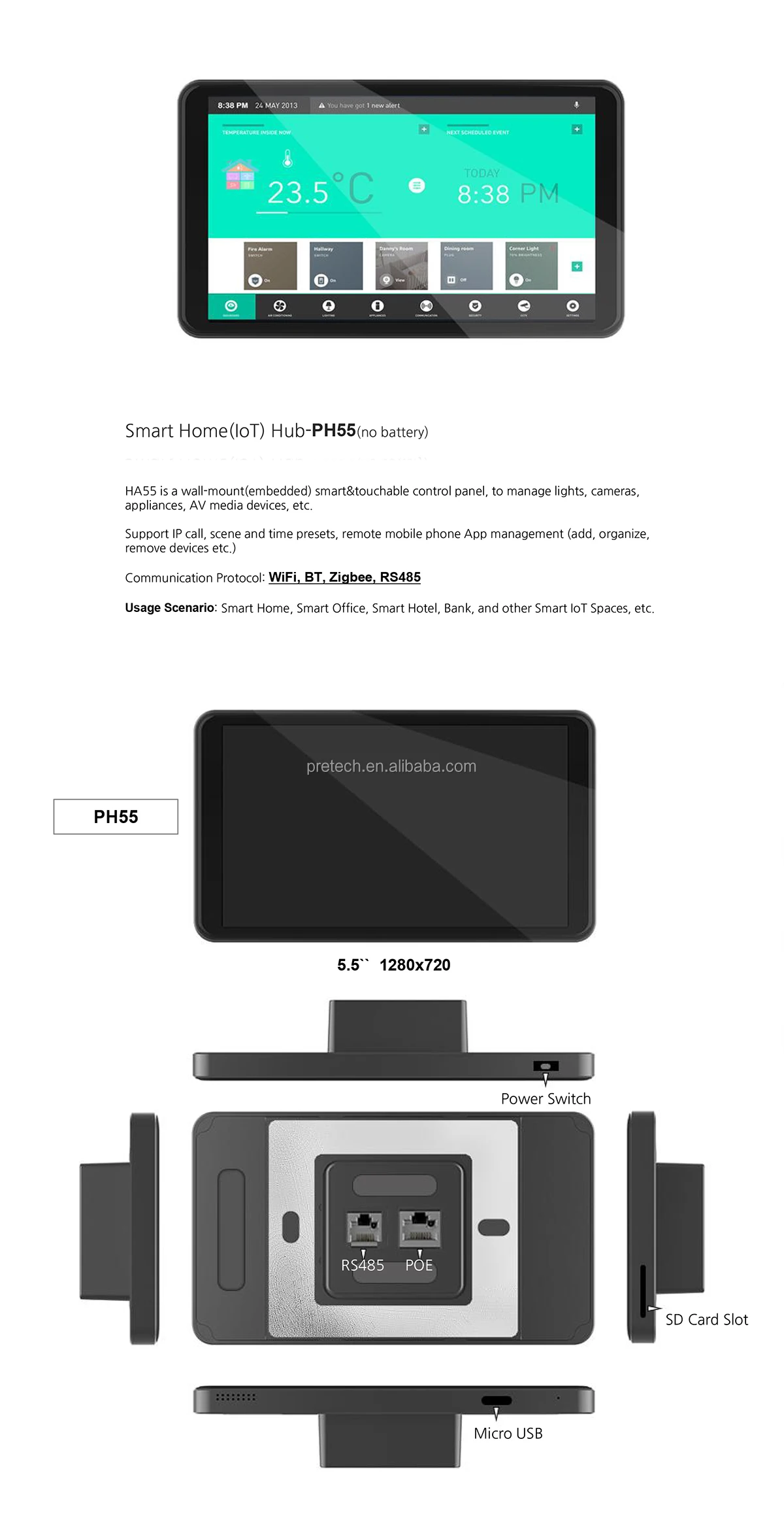 8 Inch Android Poe Tablet Wall Mount Smart Home Automation Lte 4g Knx ...