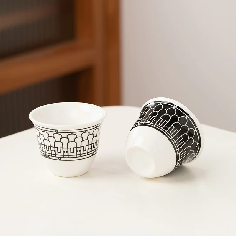 Custom 70ml Ceramic Kawa Cup Without Handle Novelty Design Arabic ...