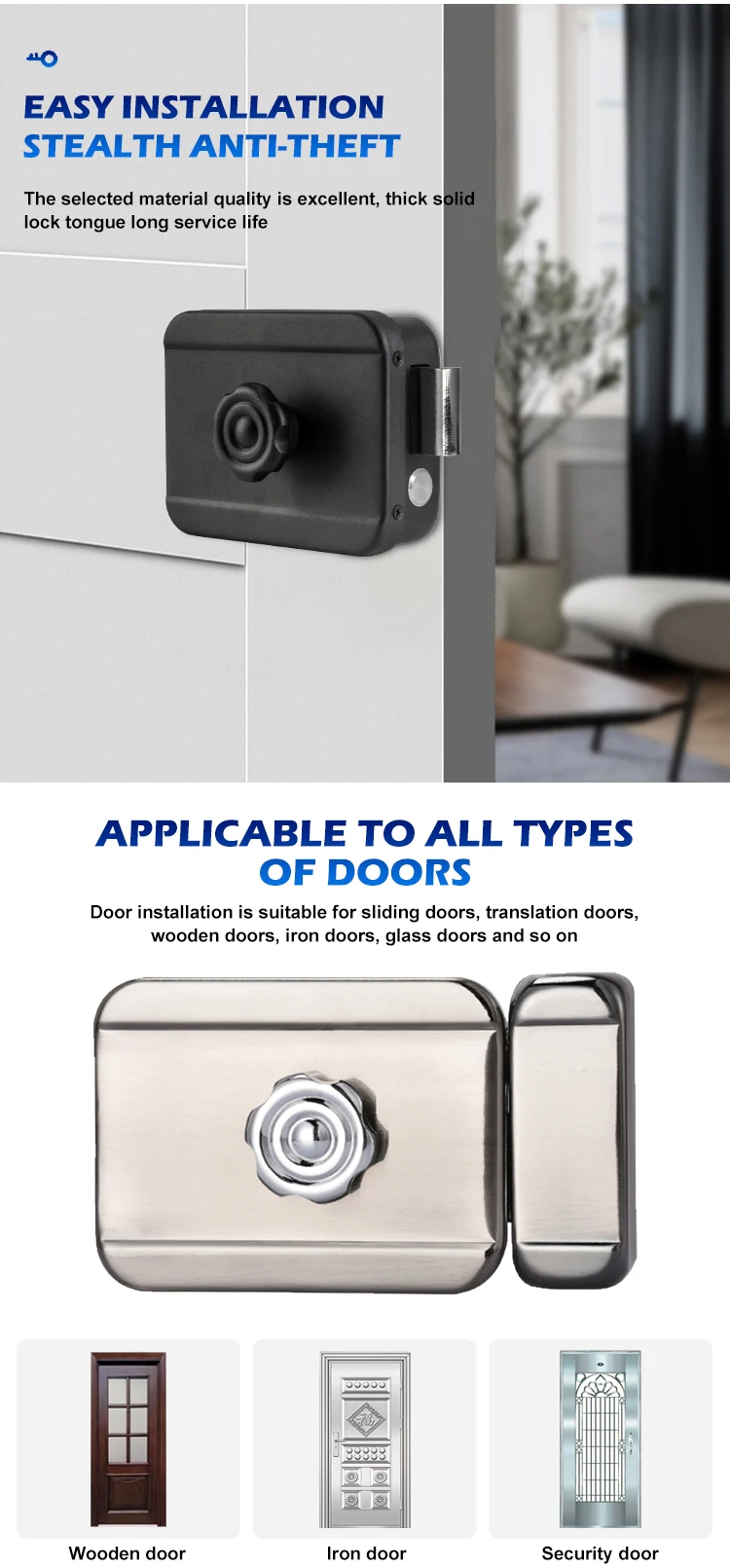 Universal Bull Head Lock Structure Tuya Wifi Intelligent Invisible Lock ...