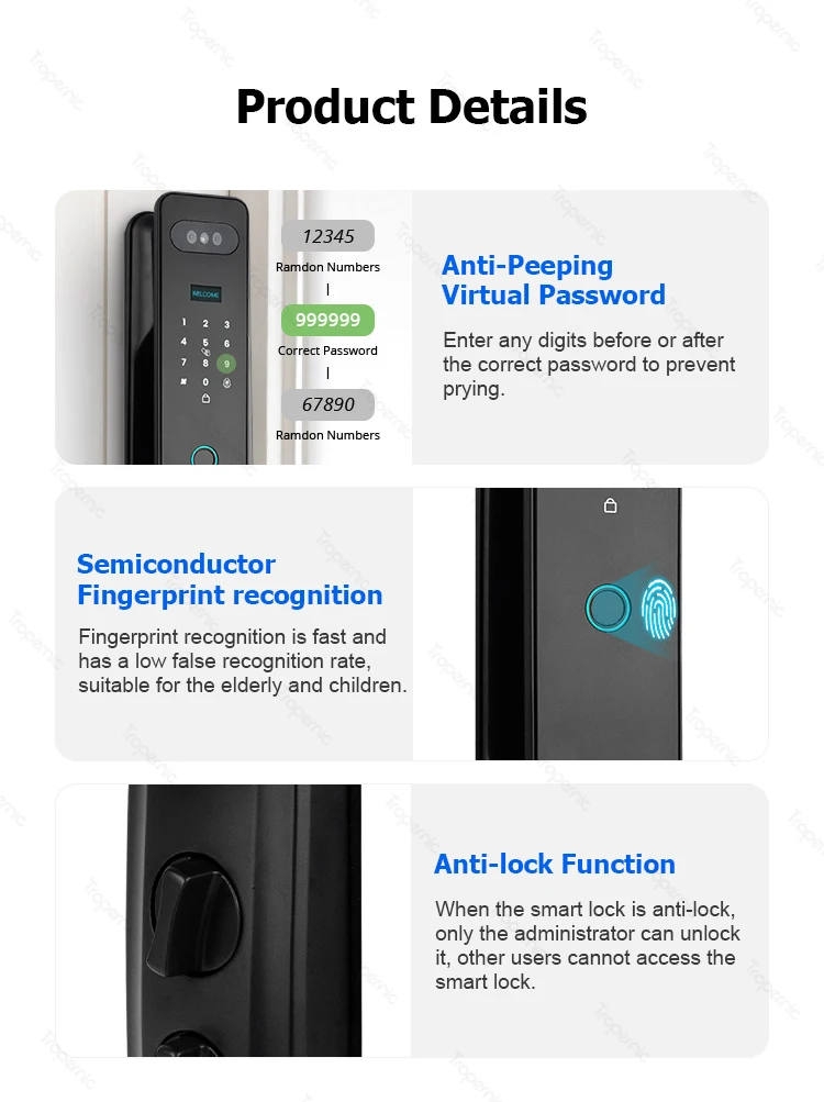 2024 3d Face Unlock Recognition Smart Locks Wood Door Tuya Id Face Scan ...