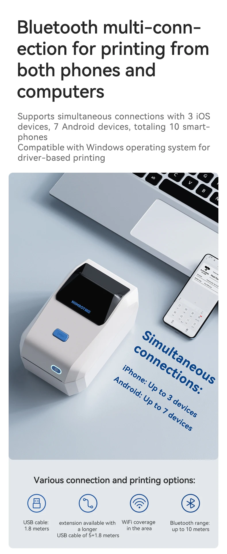 Niimbot K3 Thermal Label Printer for Office & Shipping - Multi-Function ...