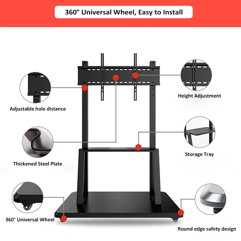 Modern Steel Furniture 55''-100'' Movable TV Rolling Display Stand with ...