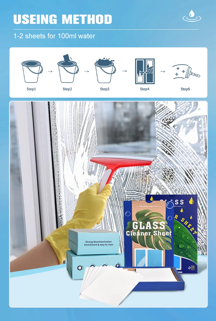 Glass and Window Cleaner Sheets - Sustainable & Efficient