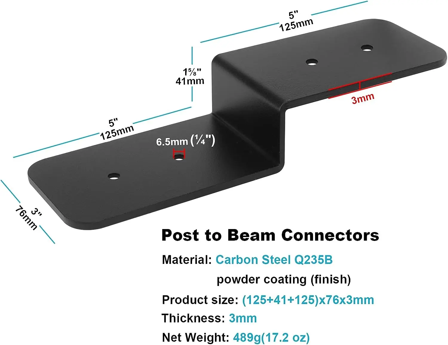 Heavy Duty Steel Z Brackets for Wood Shelves & Pergolas