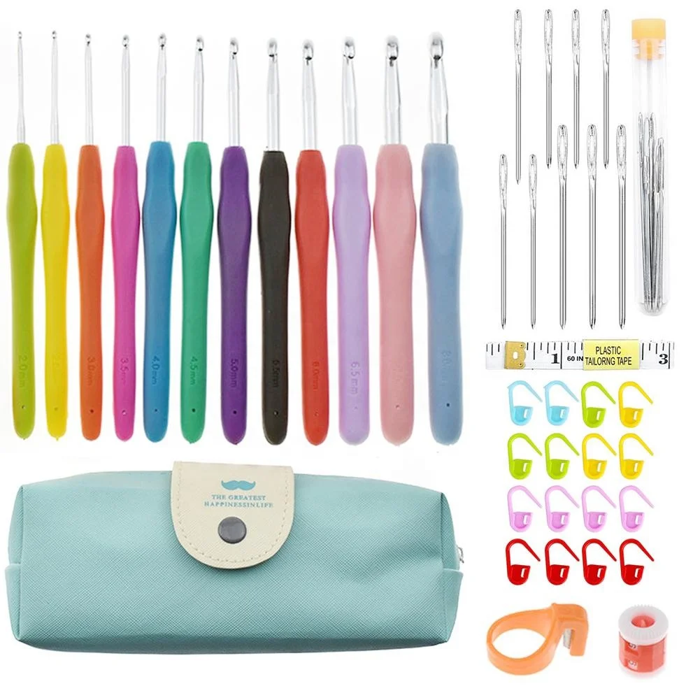 Cheap Crochet Needles Knitting Set Soft Handles Knitting Needles Kit ...