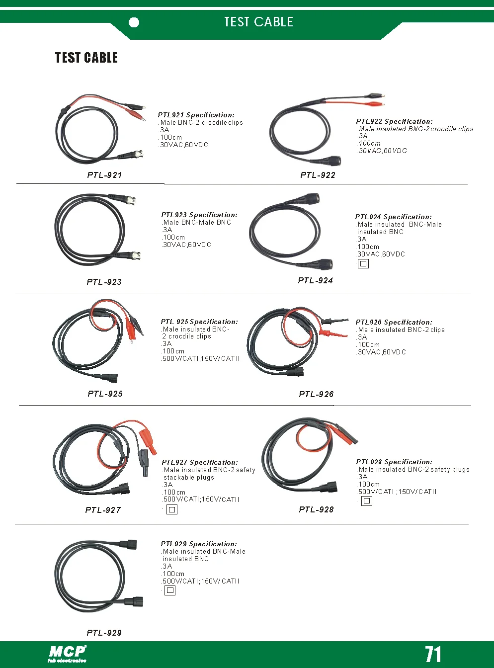 MCP PTL908-8 4mm Stackable Banana Plug Test Lead - 2 Year Warranty