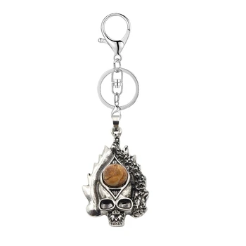 Scary Ghost Head Key Chain For Men Women With Picture Jasper Gemstone ...
