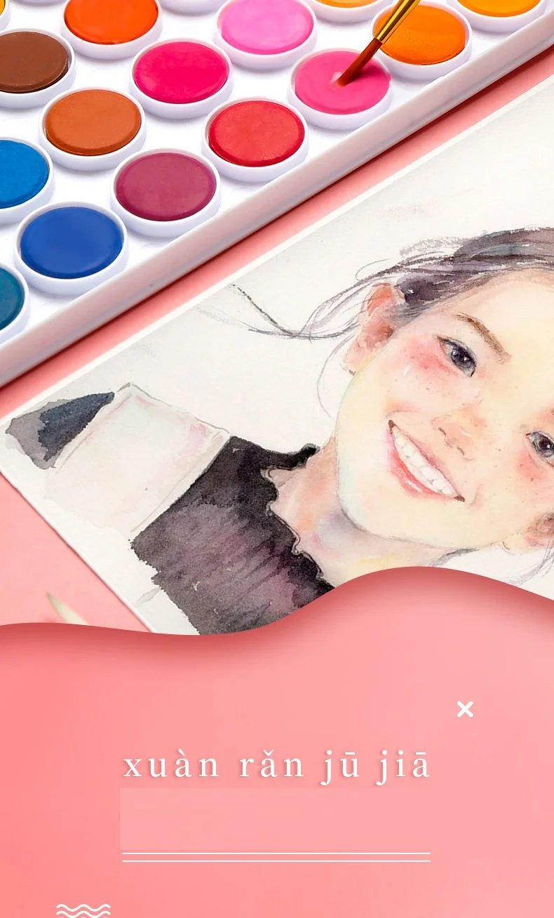 36 Colors Portable Solid Watercolor Paint Set Easy Coloring Non-toxic ...