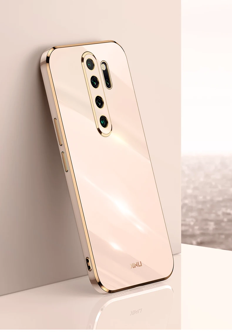 Luxury Plating Square Gold Frame Phone Case for Xiaomi Note 8