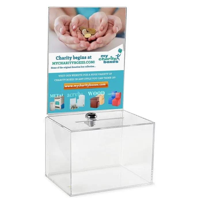 Wholesale Clear Acrylic Donation Box Decorative Money Donation Acrylic ...