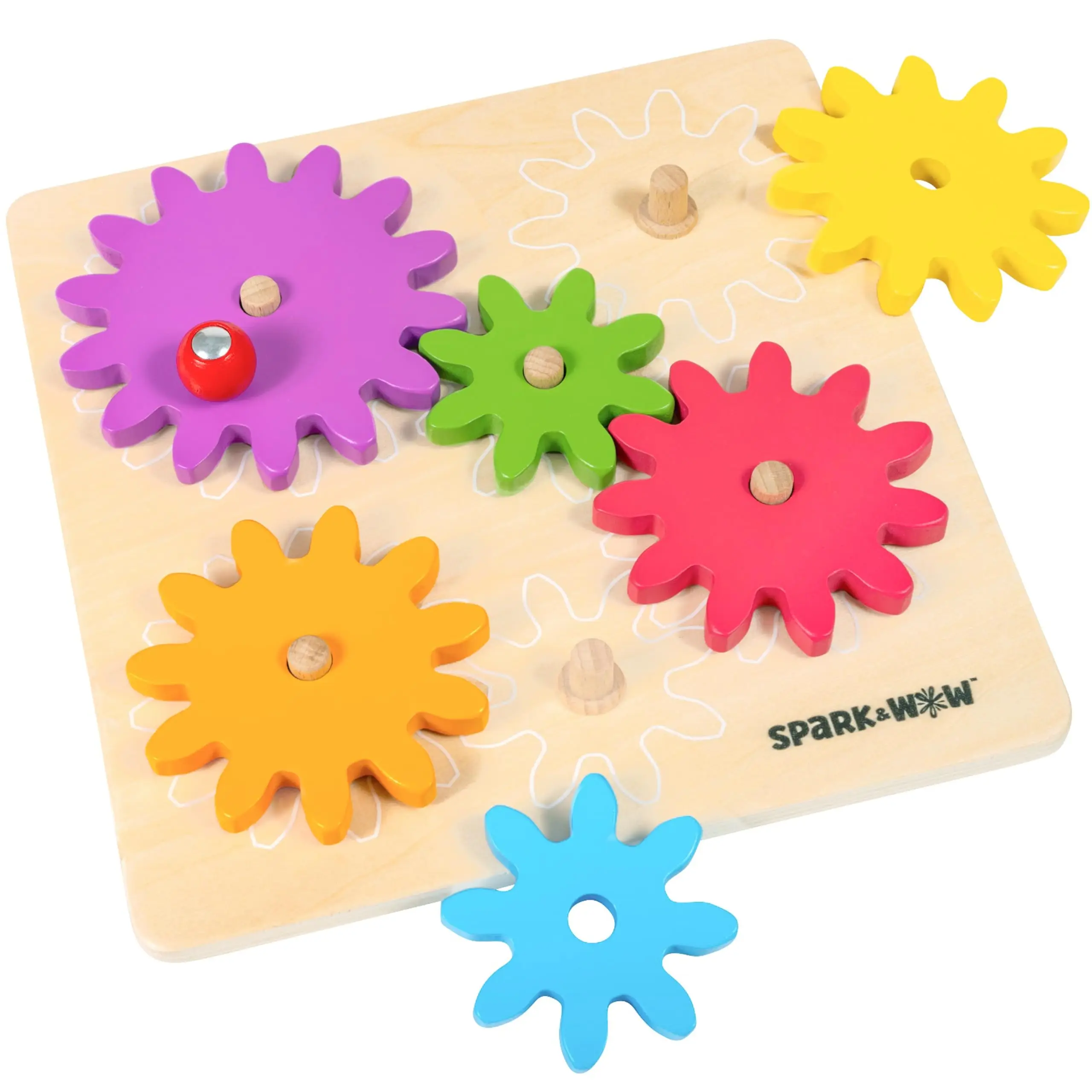 WANHUA Wooden Gear Board with 6 Pieces in 3 Sizes Gear Puzzle Create ...