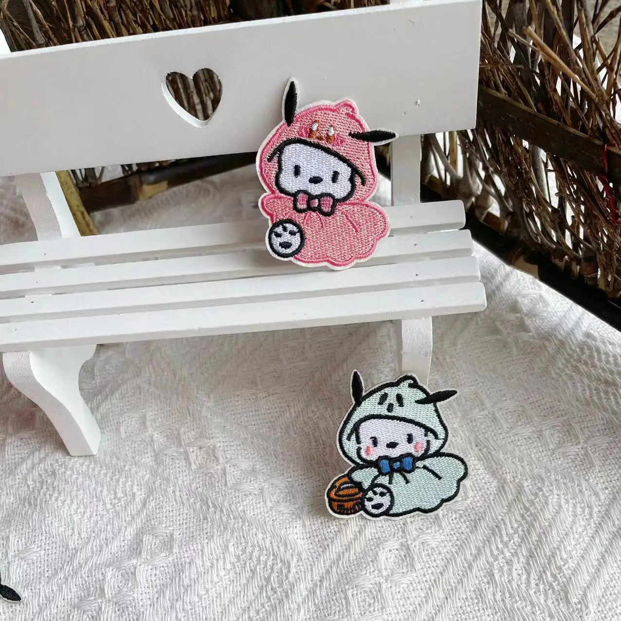 Embroidery Pochacco Double Sword Colorful Sew-on Cloth Bag Sock Fabric ...