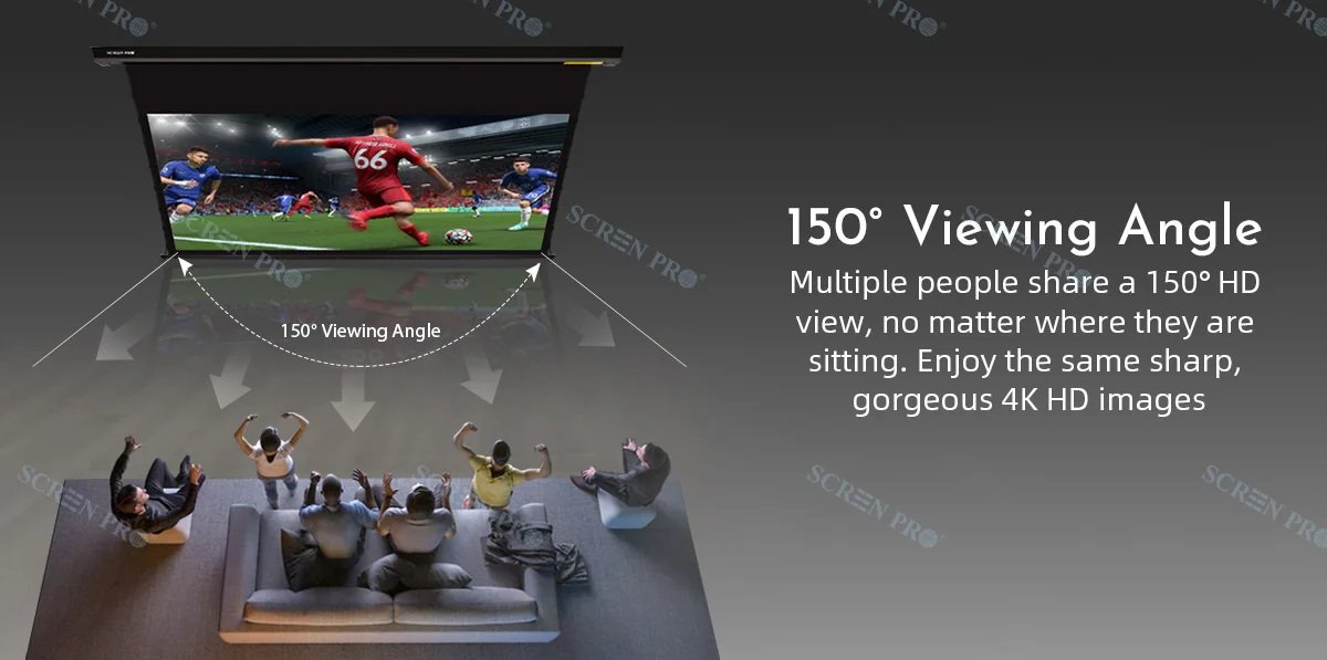 Slimline Electric Tab-tension Screen 4k Home Cinema Grey Fabric Screen ...