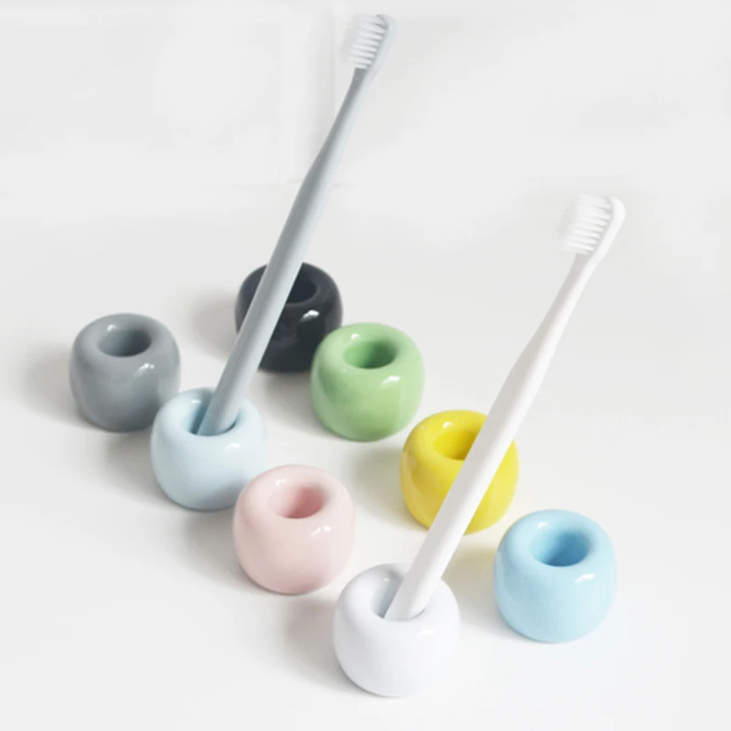 Cute Kids Toothbrush Holder - Simple Ceramic Family Stand