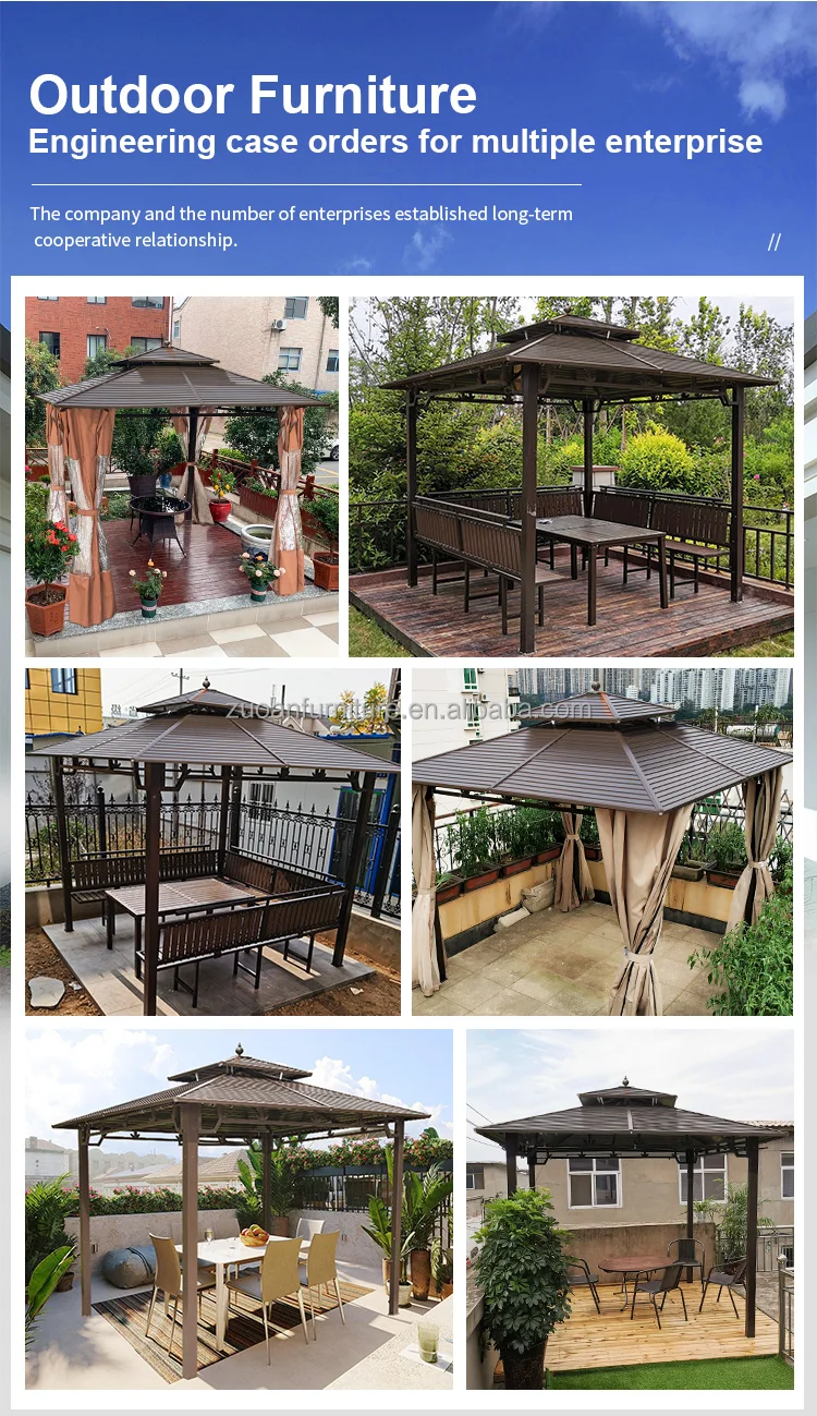 Pergola Waterproof Galvanized Steel Outdoor Gazebo Waterproof for ...