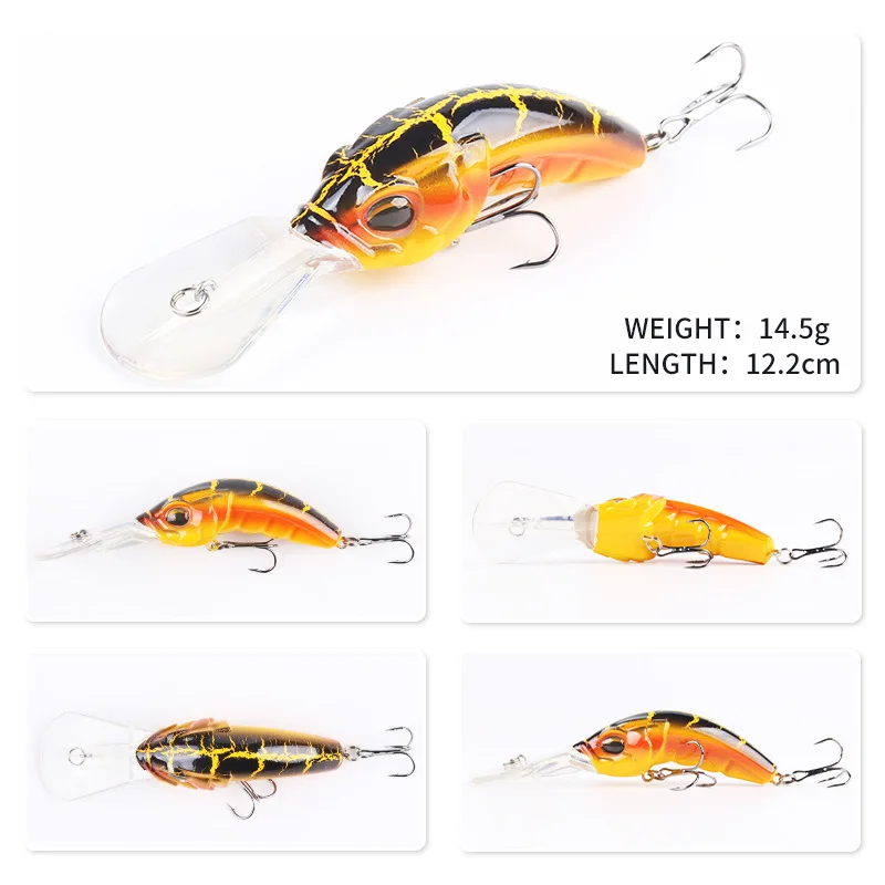 2023 New Big Tongue Deep Diving Wobble Minnow 10.4cm 14.5g/ 4''' 0.5oz ...