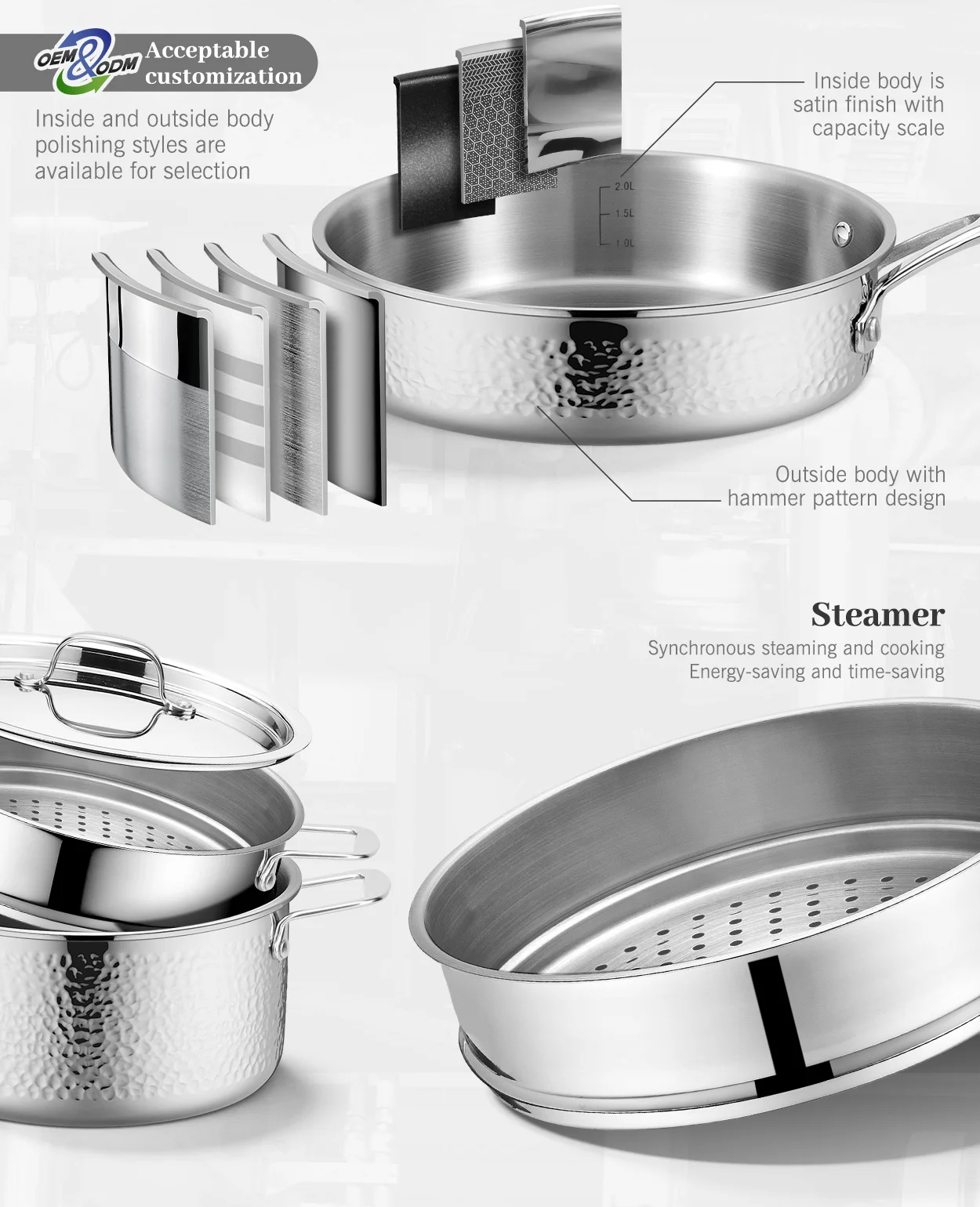 Wholesale 12pcs Luxury Kitchen 304 Triply Stainless Steel Cooking Ware ...