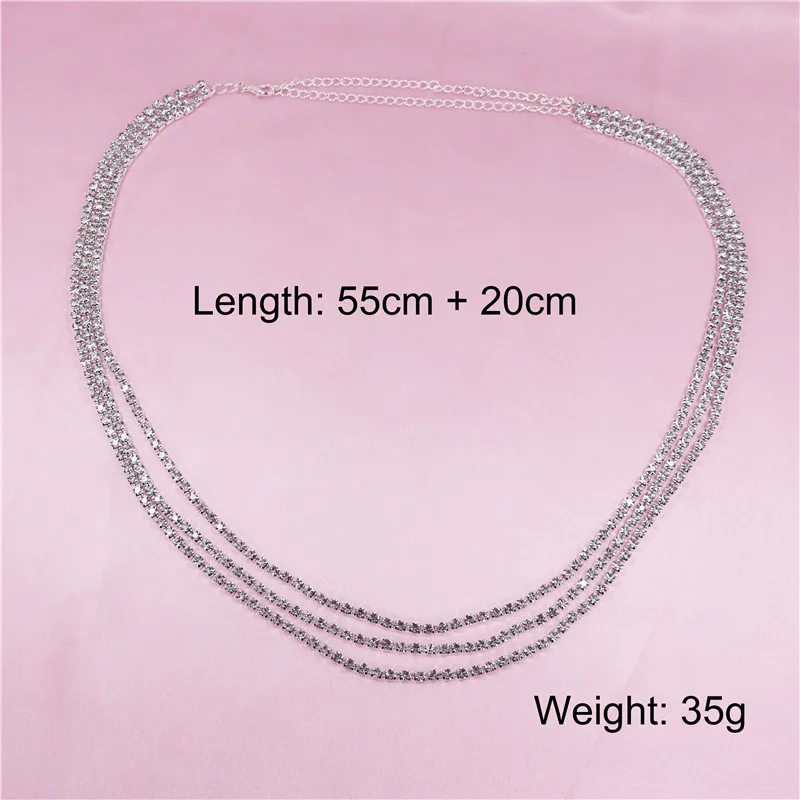 Women Beach Sexy Hip Body Jewelry Diamond Crystal Belly Dance Waist Chain Ladies Triple Layered