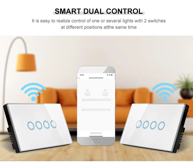 Au/us Standard 4gang 2way Wifi Touch Switch Saa Certification Smart ...