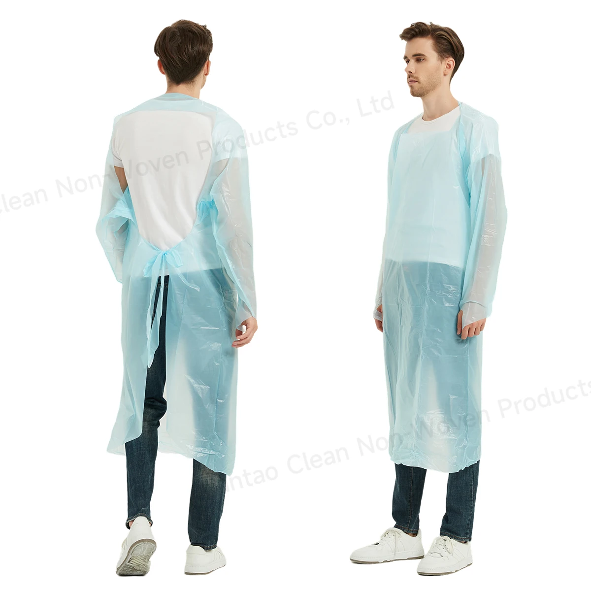 Long Sleeve Apron Disposable Cpe Plastic Kitchen Apron With Adult Thumb ...