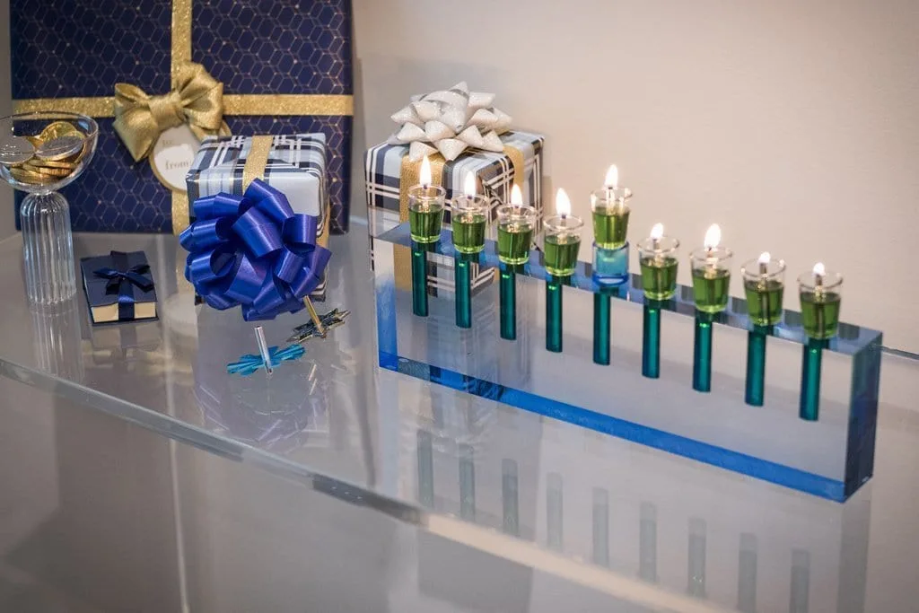 Modern Crystal Plexiglass Light Guiding Lucite Menorah Candle Holder ...