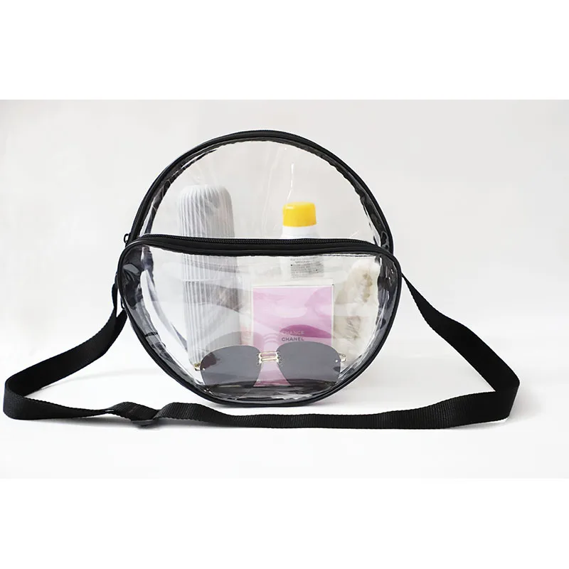 Transparent Round Shoulder Pouch Clear Plastic Circular Crossbody Purse ...