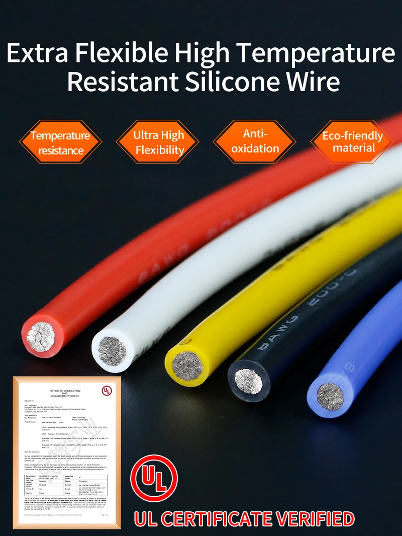 High Temperature Insulate Single Tinned Copper Silicone Electrical Cable 2 4 6 10 12 14 Awg ...