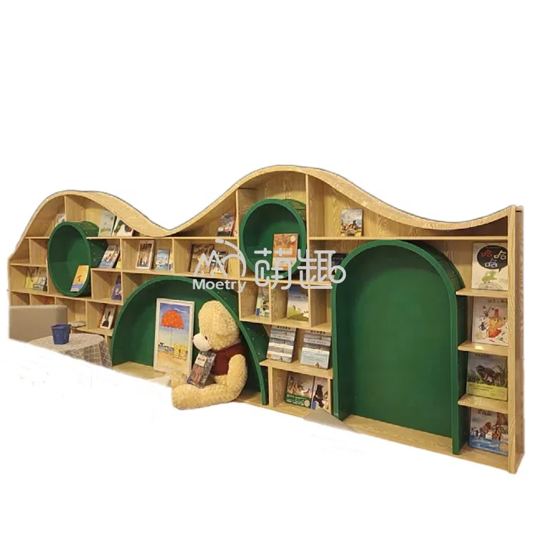 Moetry Customizable Wooden Bookshelf Large Bookcase For Kindergarten ...