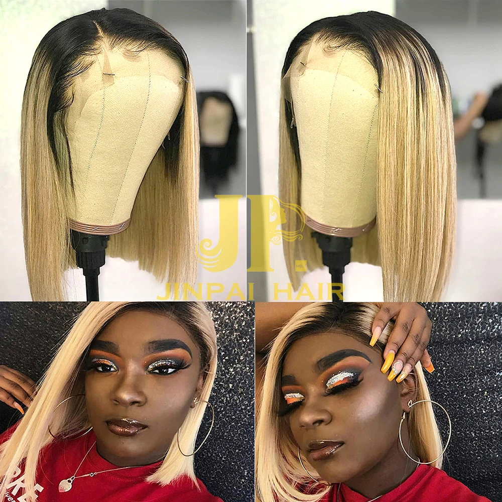 Jp Hair Short Lace Front Bob Wig Human Hair,613/grey Ombre Color Lace ...