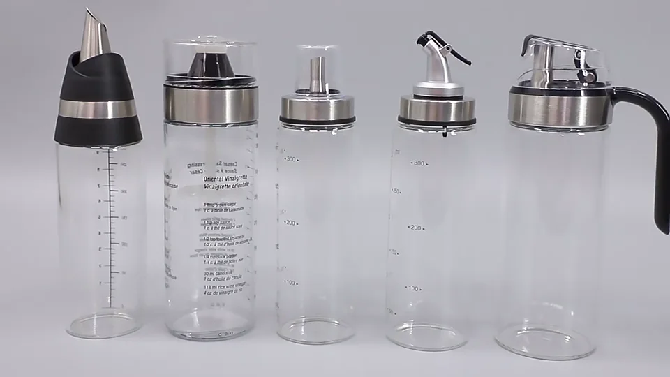 High Borosilicate Glass Squeeze Sauce Oil Pot Dispensers Bottle Kitchen ...