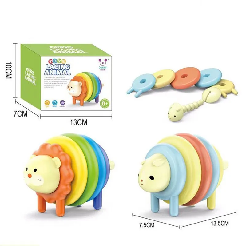 Diy Assemble Lacing Animal Stacking Rings Toys Children Early Education ...