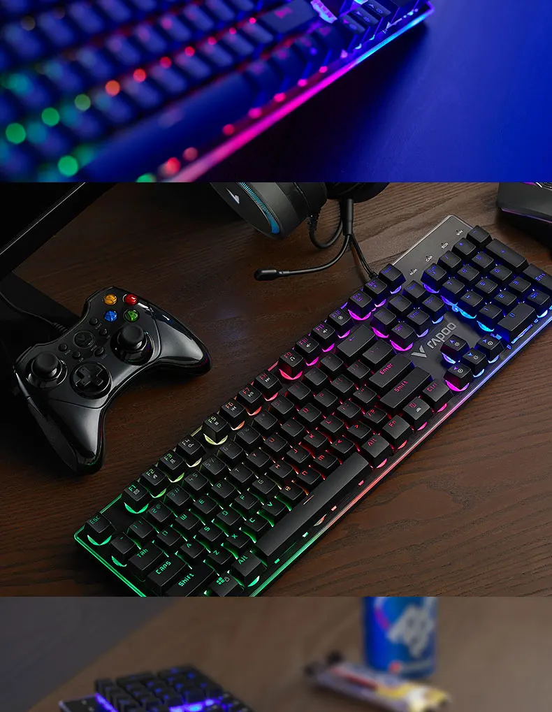 Rapoo V52PRO mechanical gaming keyboard wired USB mixed color backlit ...