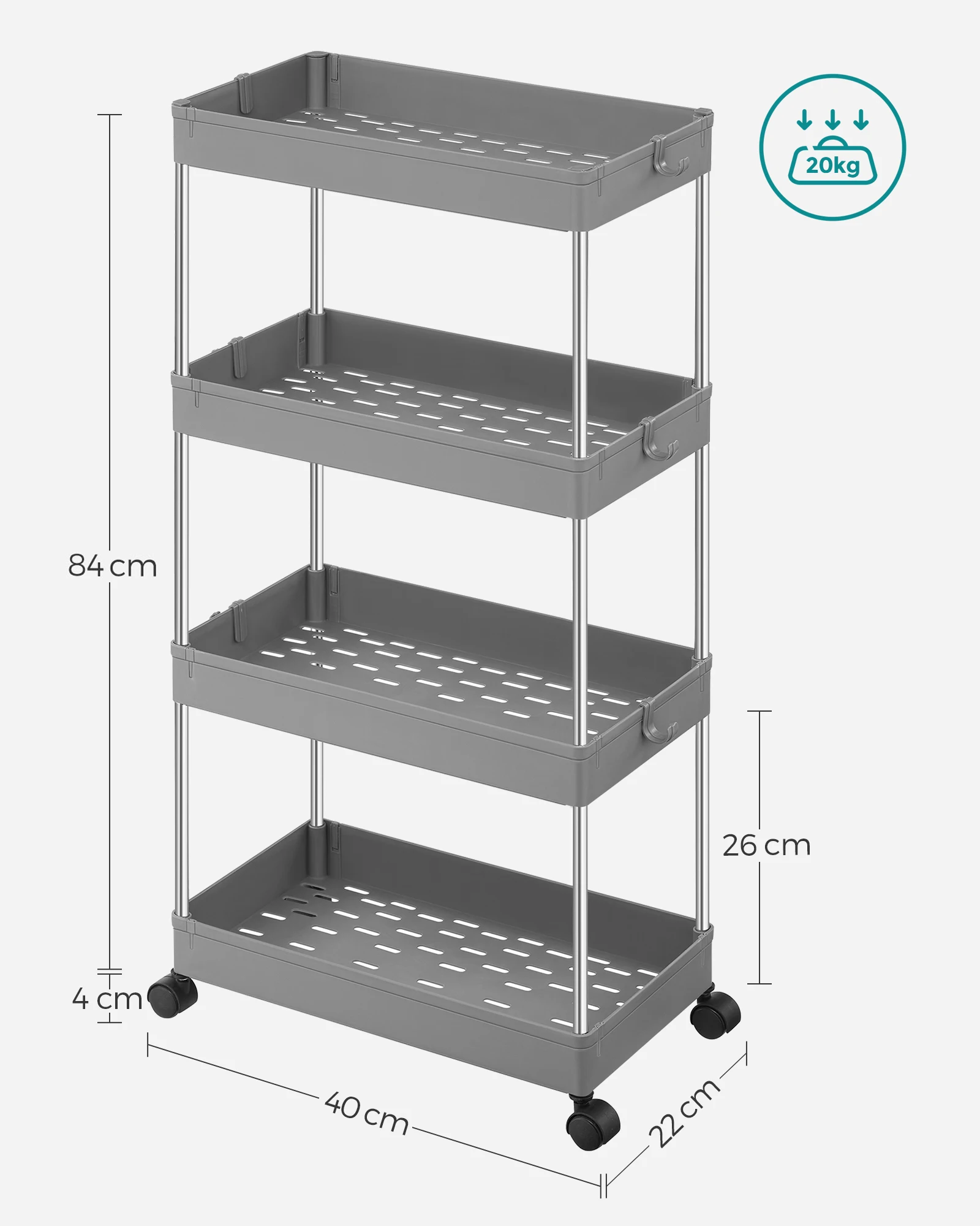 SONGMICS Kitchen Storage Shelf Rack for Bathroom Kitchen Living Room ...