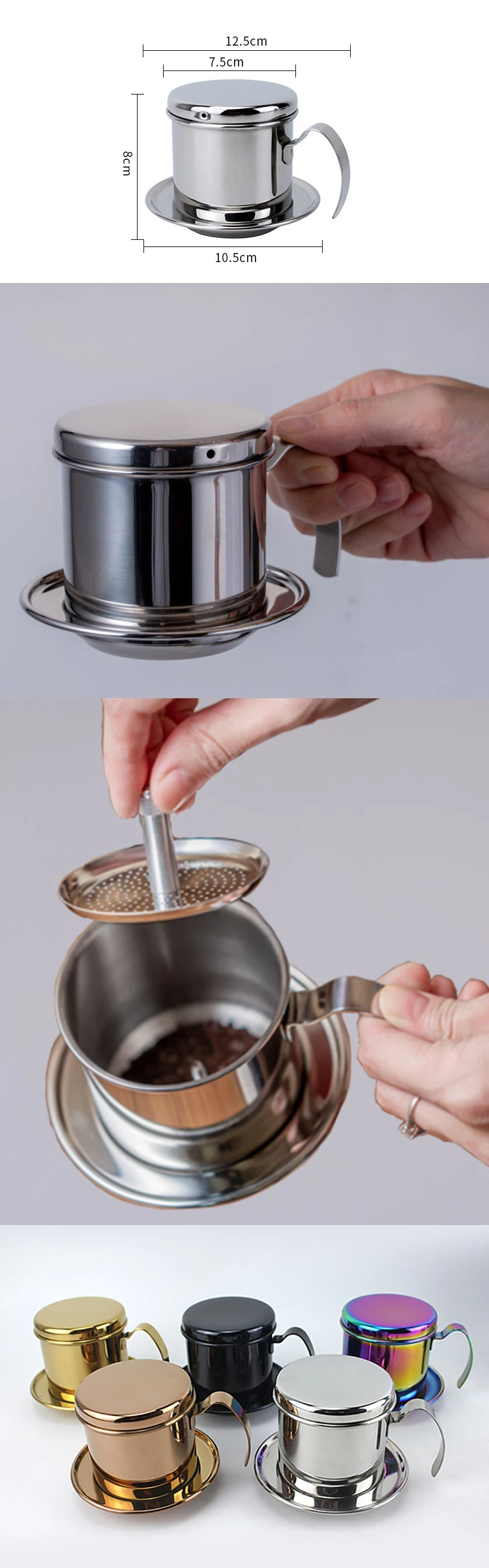 Baming 304 Stainless Steel Vietnamese Coffee Filter Pot