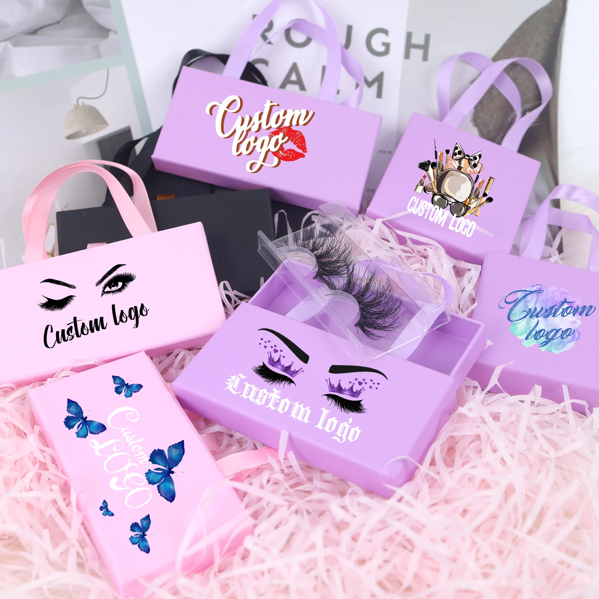 Empty Lash Boxes With Pvc Window Custom Logo Magnetic Drawer Eye Lash ...