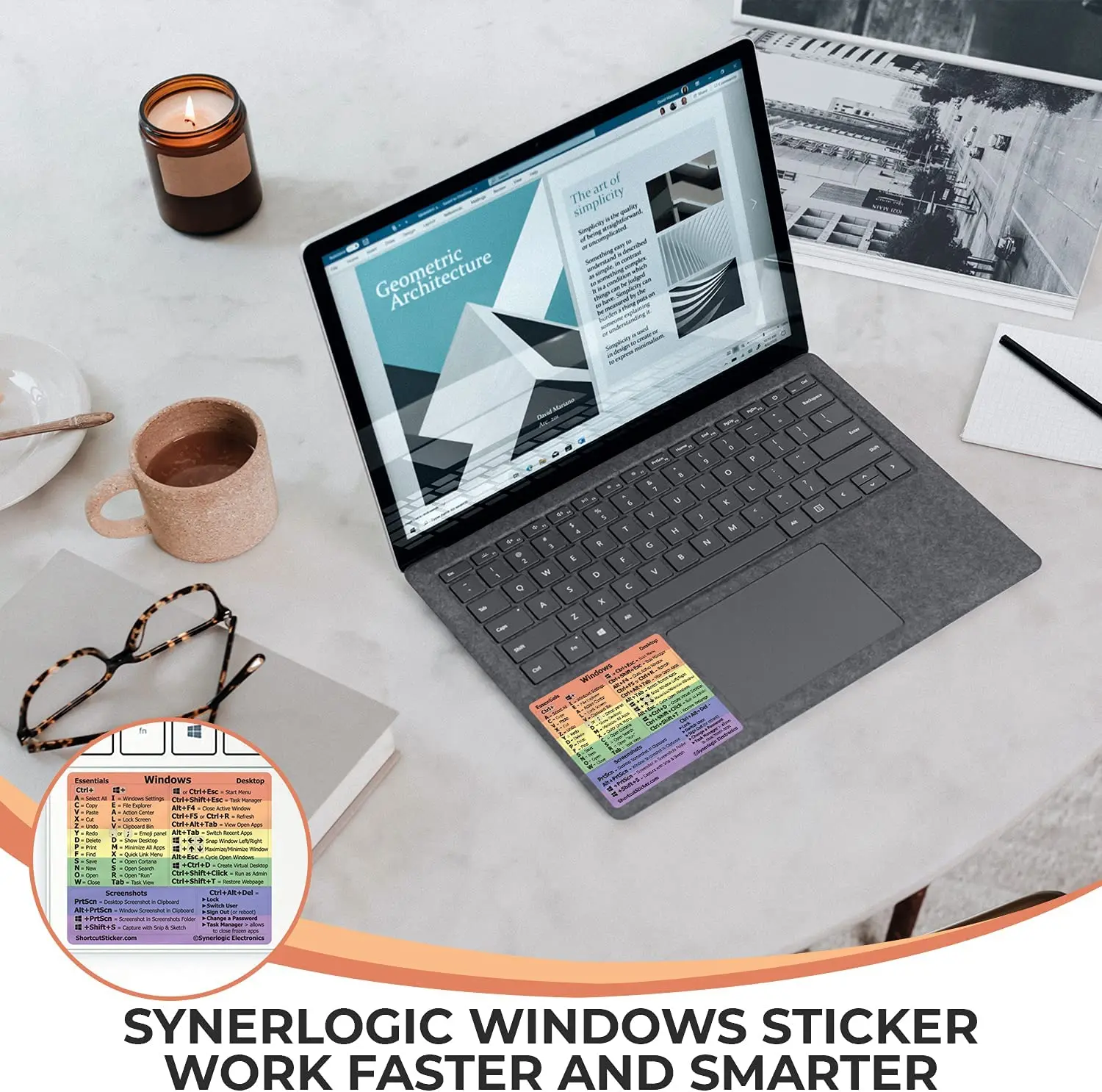 Windows Shortcuts Sticker - Durable Vinyl Keyboard Cheat Sheet