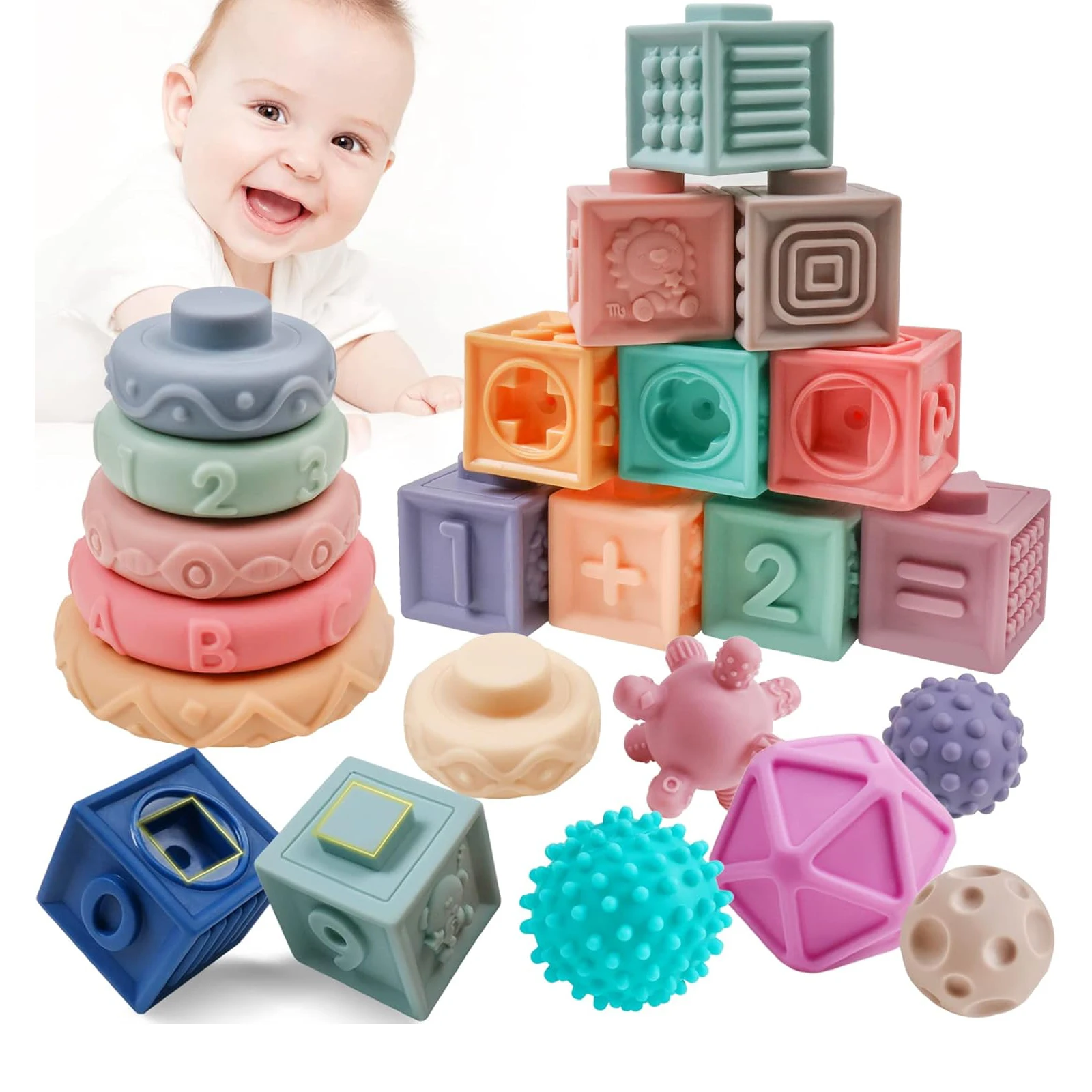 Infant Sensory Toys Pressure Relieving Teething Squeeze BPA Free ...