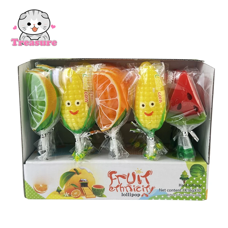 Factory Outlet Halal Fruit Shape Cartoon Hard Candy Lollipop For Kids ...