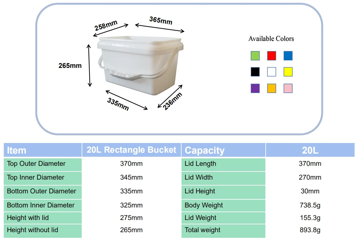 1.5L to 40L Rectangular Plastic Buckets With Lid & Handle - Ideal for ...