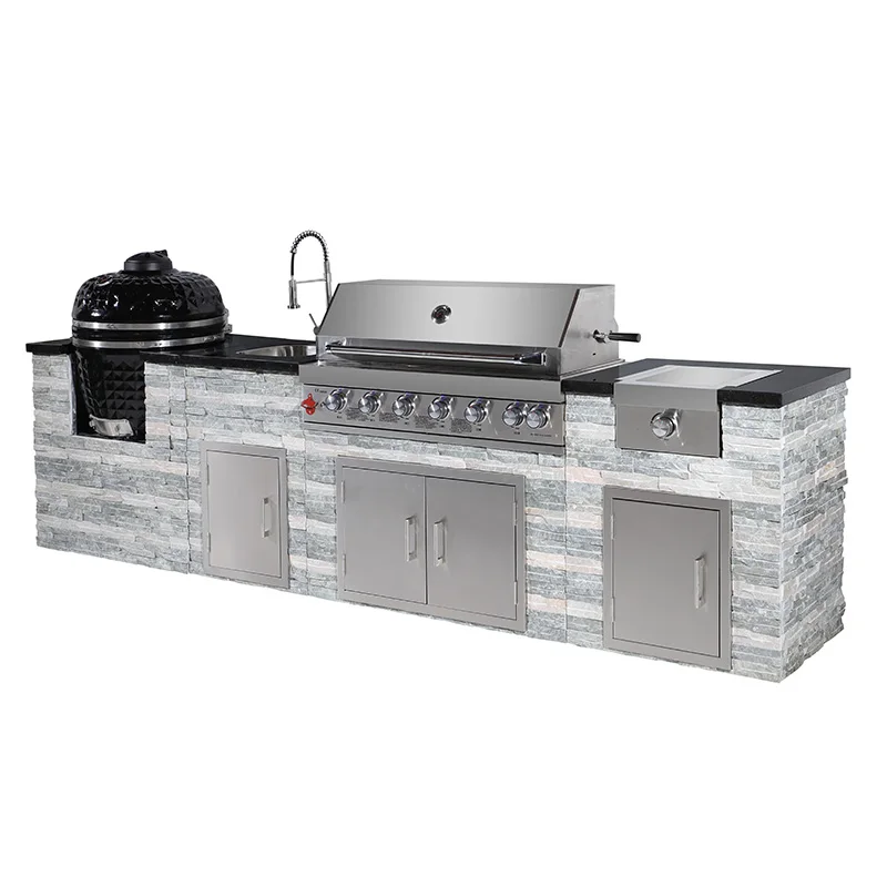 Outdoor Garden Courtyard Kitchen Cabinet Family Cooking Set Outdoor ...