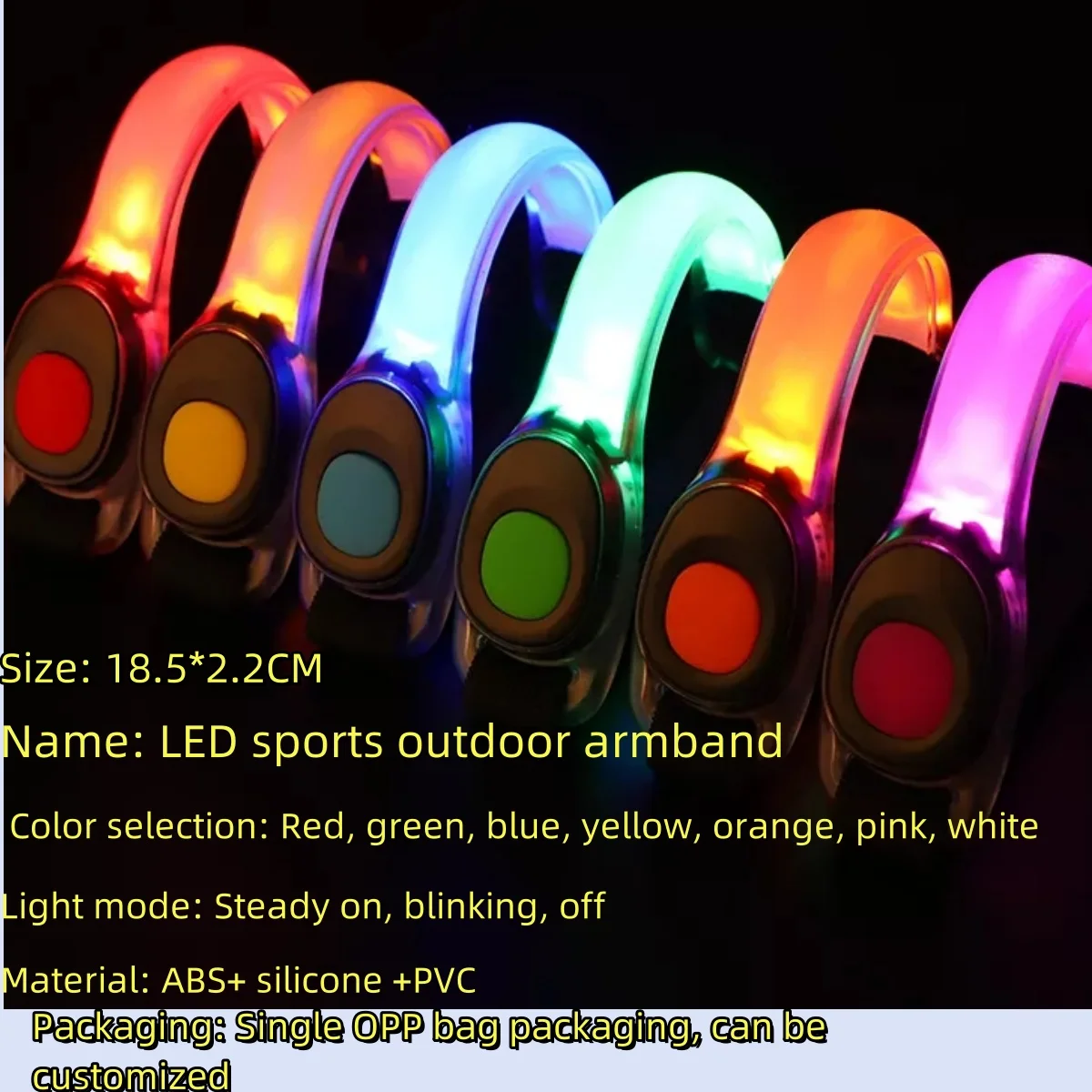 2024 New LED Lighting Armband Adjustable Wearable Silicone Running Band ...
