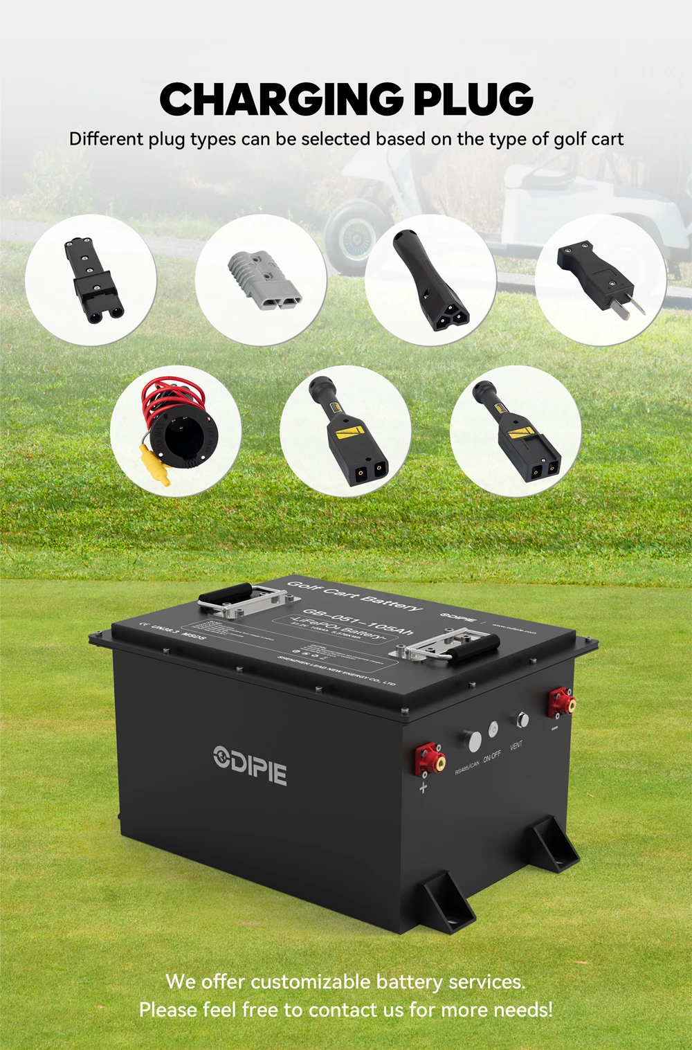 51.2V 48V 100Ah 105Ah Golf E Battery Pack Lithium Turbo Caddy Golf ...